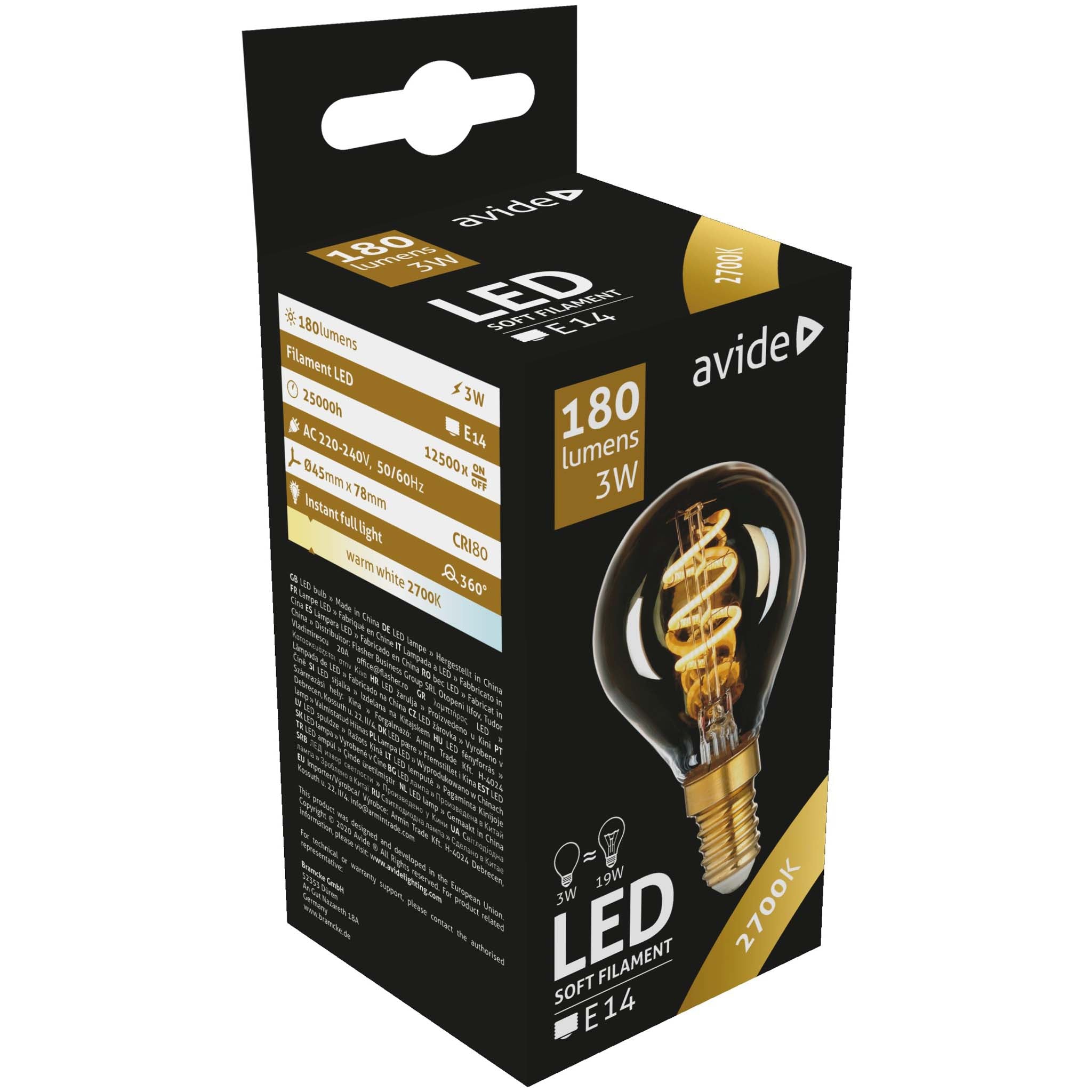 Avide LED filament Mini Vintage-lamppu 3W E14